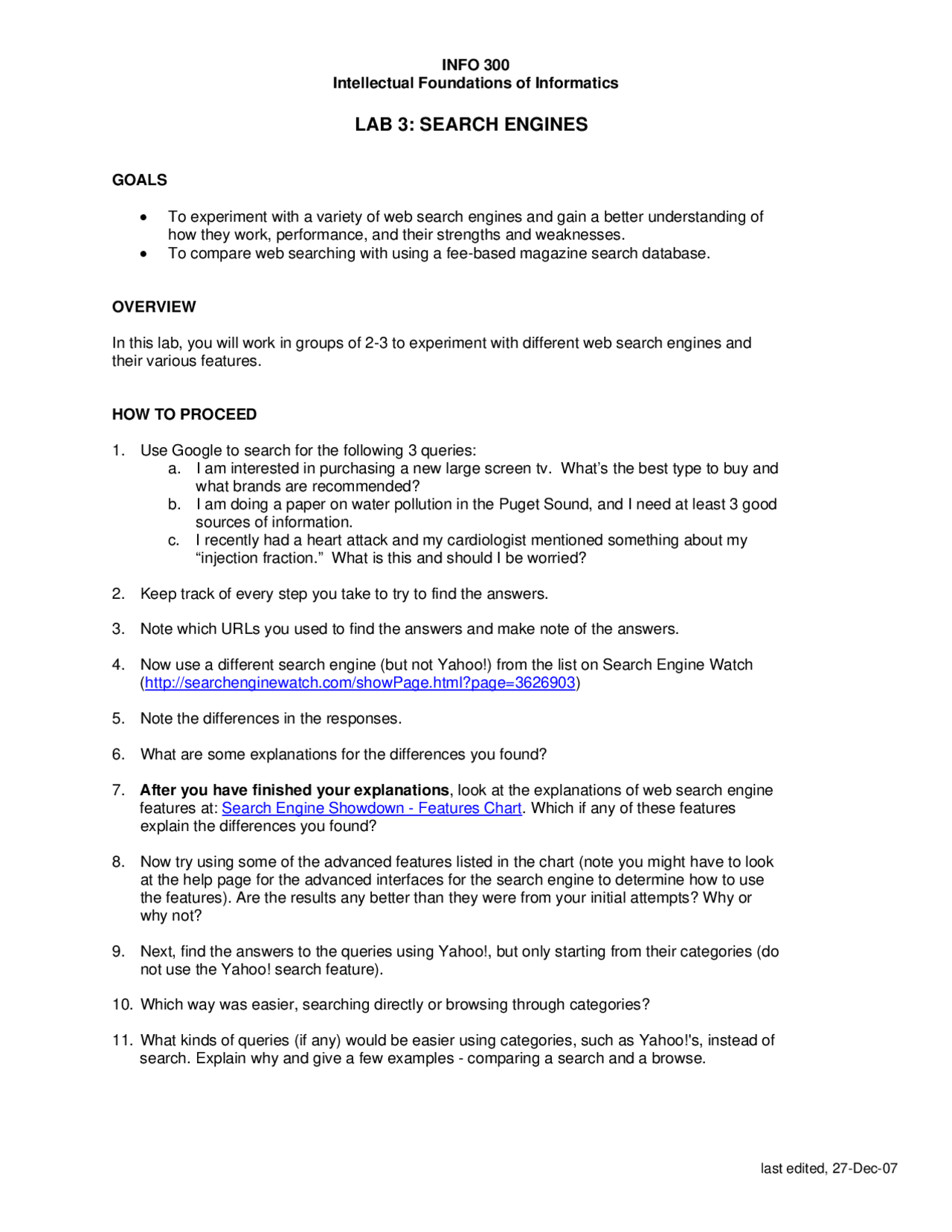 Lab 3 Search Engines Intel Foundation Info 300 Docsity