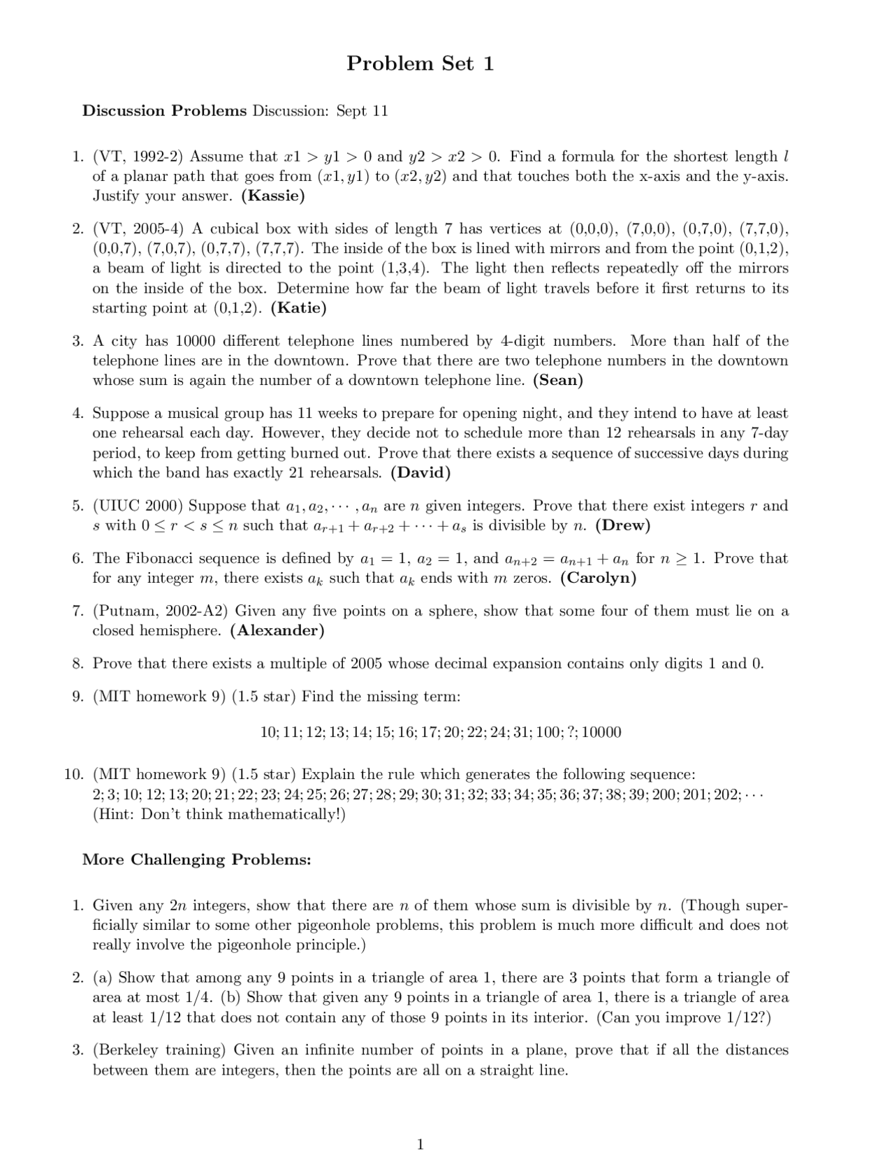 Problem Set 1 Questions - Introduction to Matlab | MATH 410 - Docsity