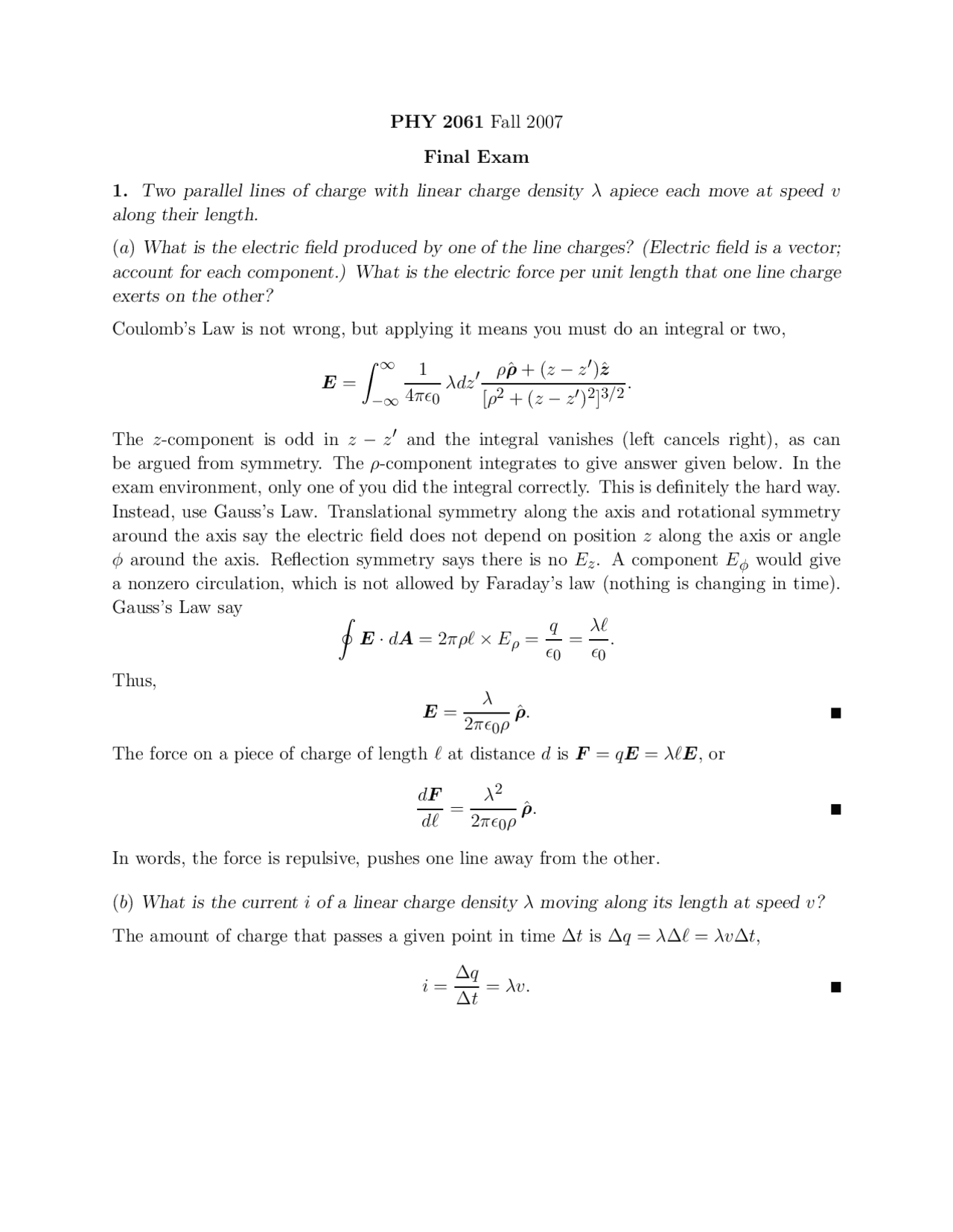 Final Exam With Answer Key For Enriched Physics With Calculus Phy
