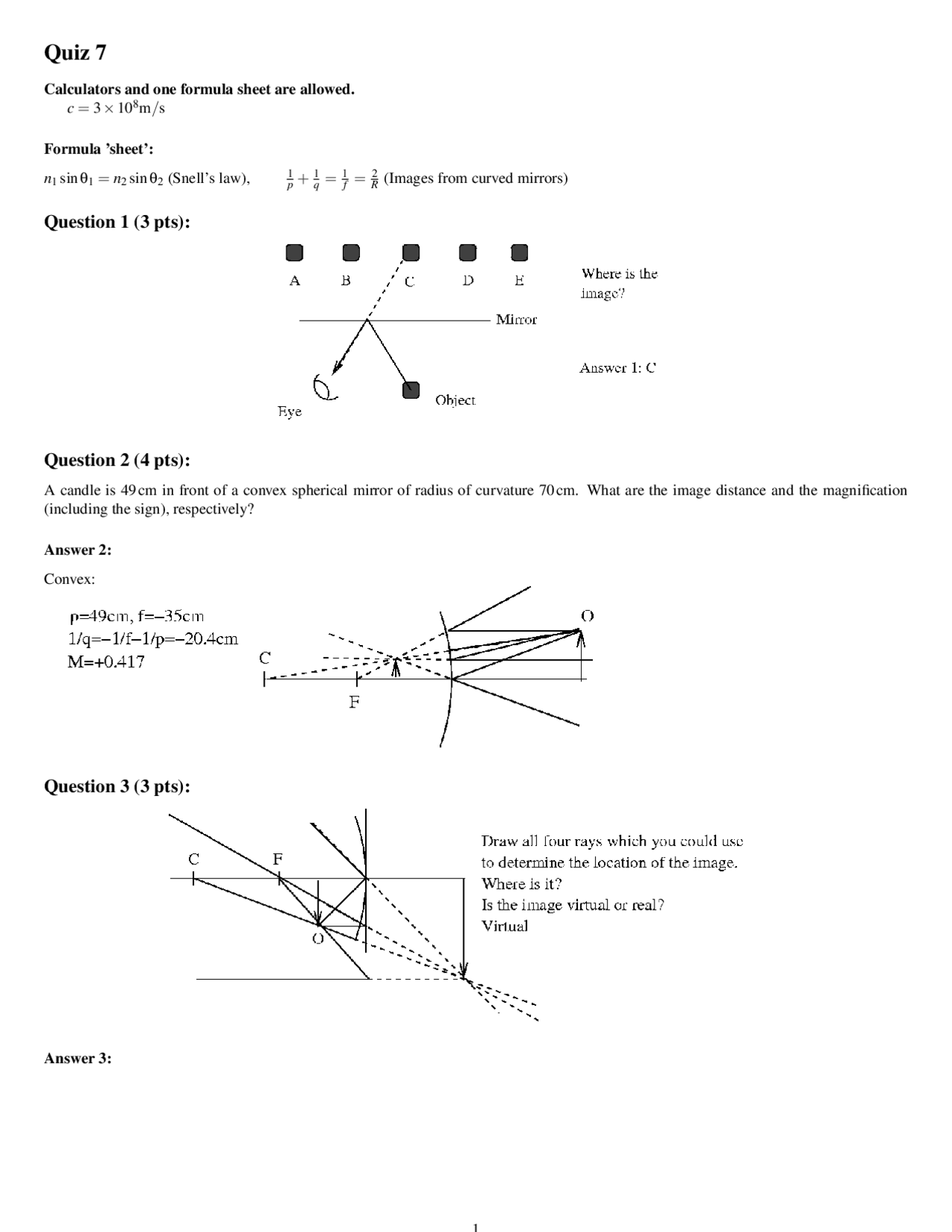 Quiz 7 Questions With Answers Physics 2 Phy 2054 Docsity