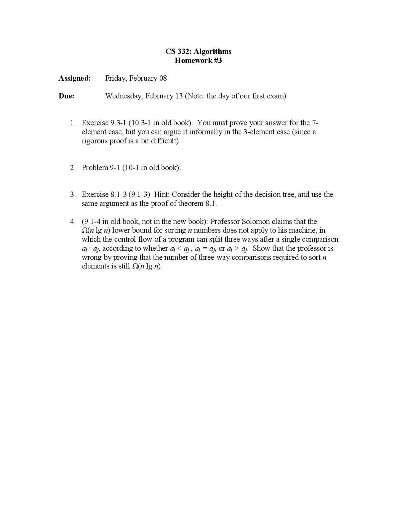 4 Problems on Algorithm in Mathematics - Assignment 3 | CS 332 | Assignments Computer Science ...