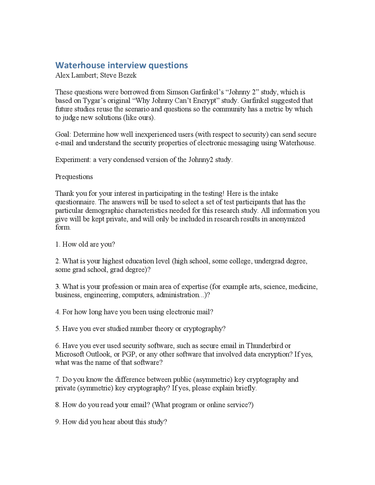 Waterhouse Interview Questions - User Interface Design | CS 465 | Exams Software Development ...
