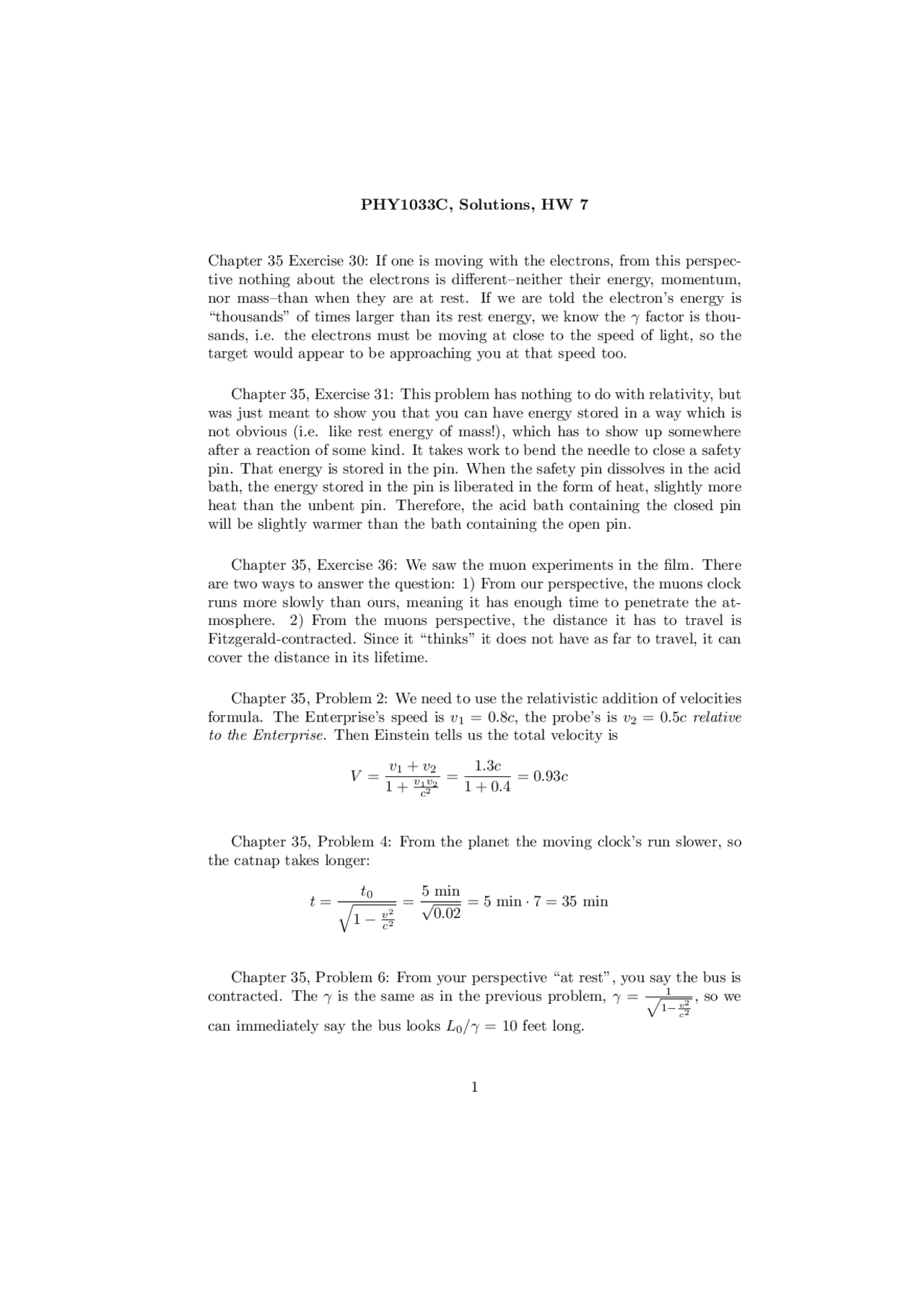 Discovering Physics Resolution To Homework 7 Phy 1033 Docsity