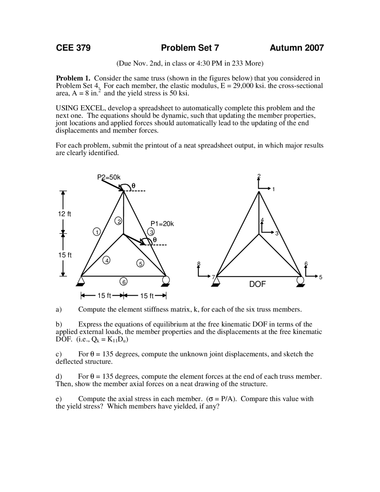 Problem Set 7 Elementary Structure I Fall 2007 Cee 379 Docsity