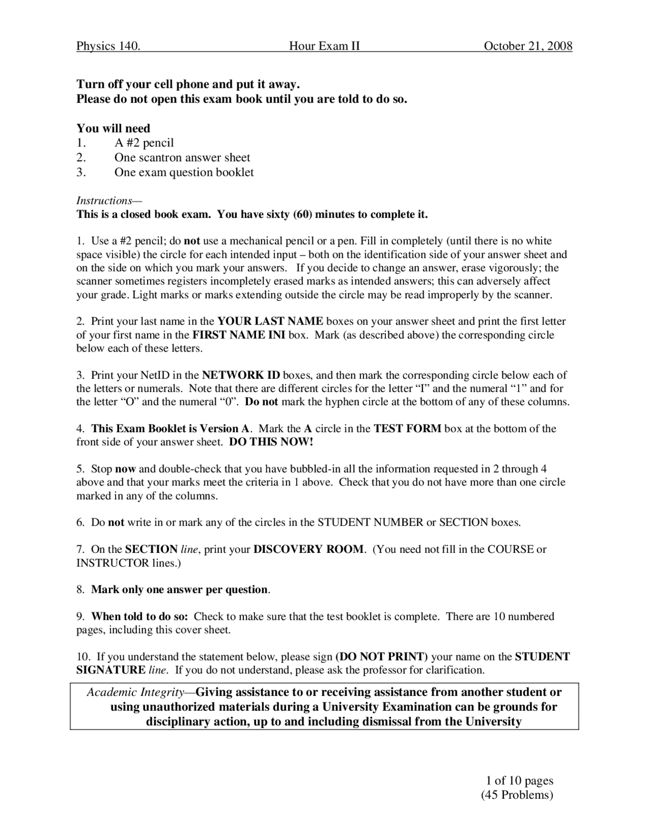 45 Questions On How Things Work With Answers Exam 2 Phys 140 Docsity