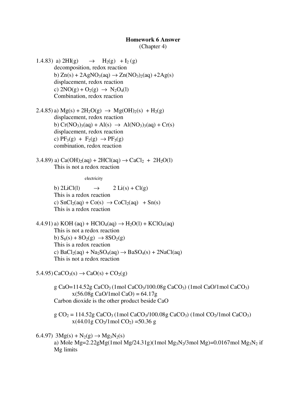 Assignment 6 Questions General Chemistry Chem 142 Docsity