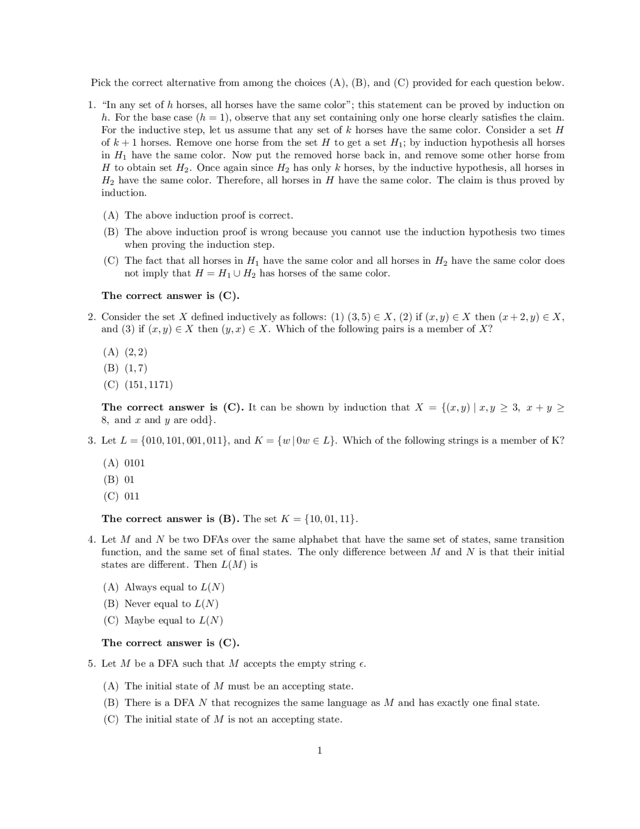 Midterm Exam On Theory Of Computation Cs 373 Docsity