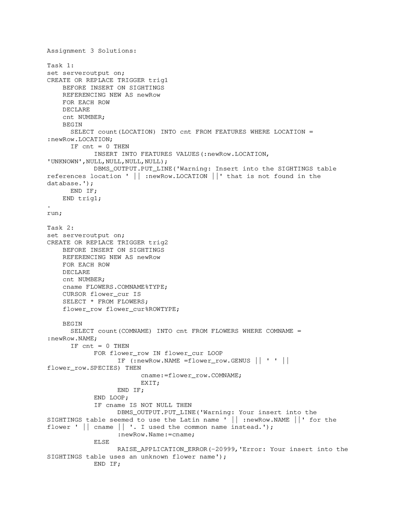 Assignment 3 Solutions Information And Database Systems I Cis 4301 Docsity