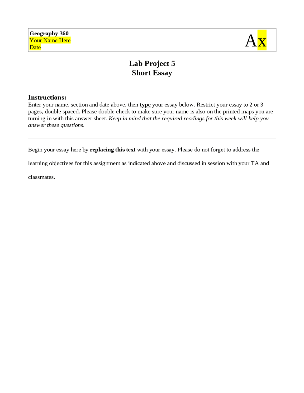 Lab Project 5 On Principles Of Gis Mapping Geog 360 Docsity