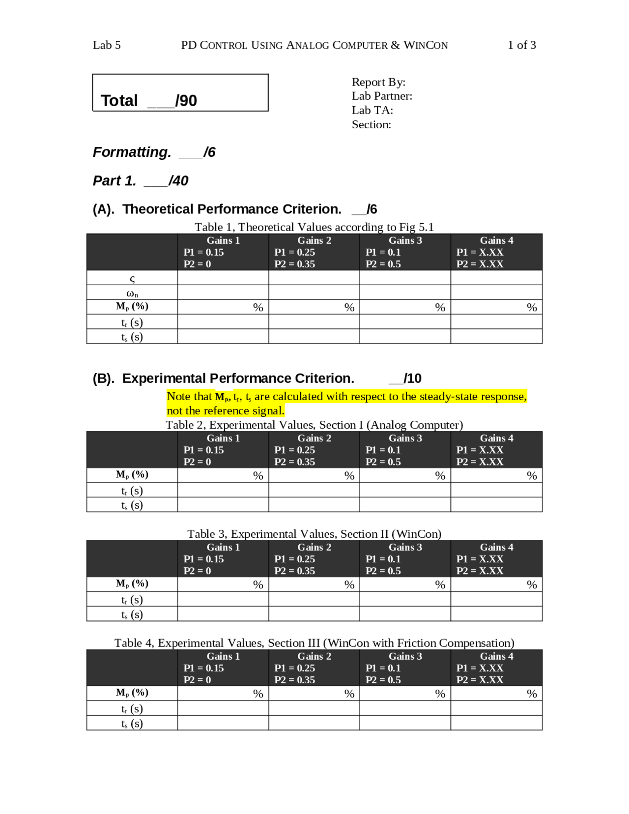 Lab 5 PD Control Using Analog Computer and WinCon | ECE 486 - Docsity