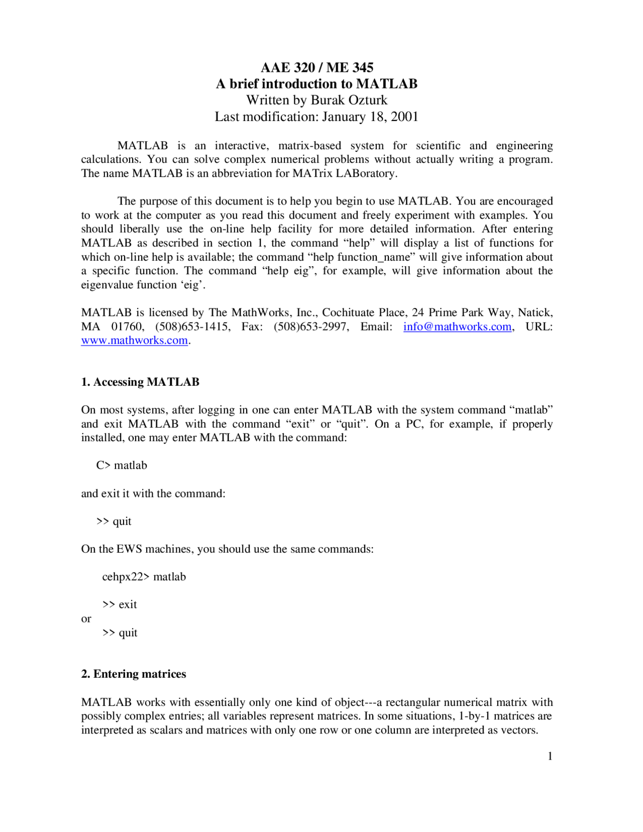 A Brief Introduction To Matlab Finite Element Analysis Ae 420 Docsity