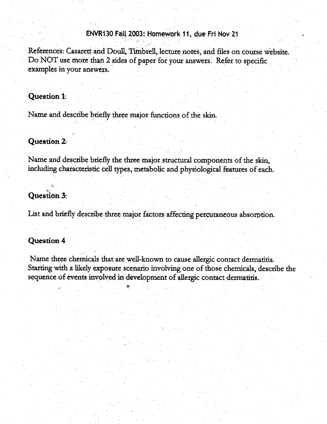 Skin, Allergic Contact Dermatitis - Homework 11 | ENVR 430 ...