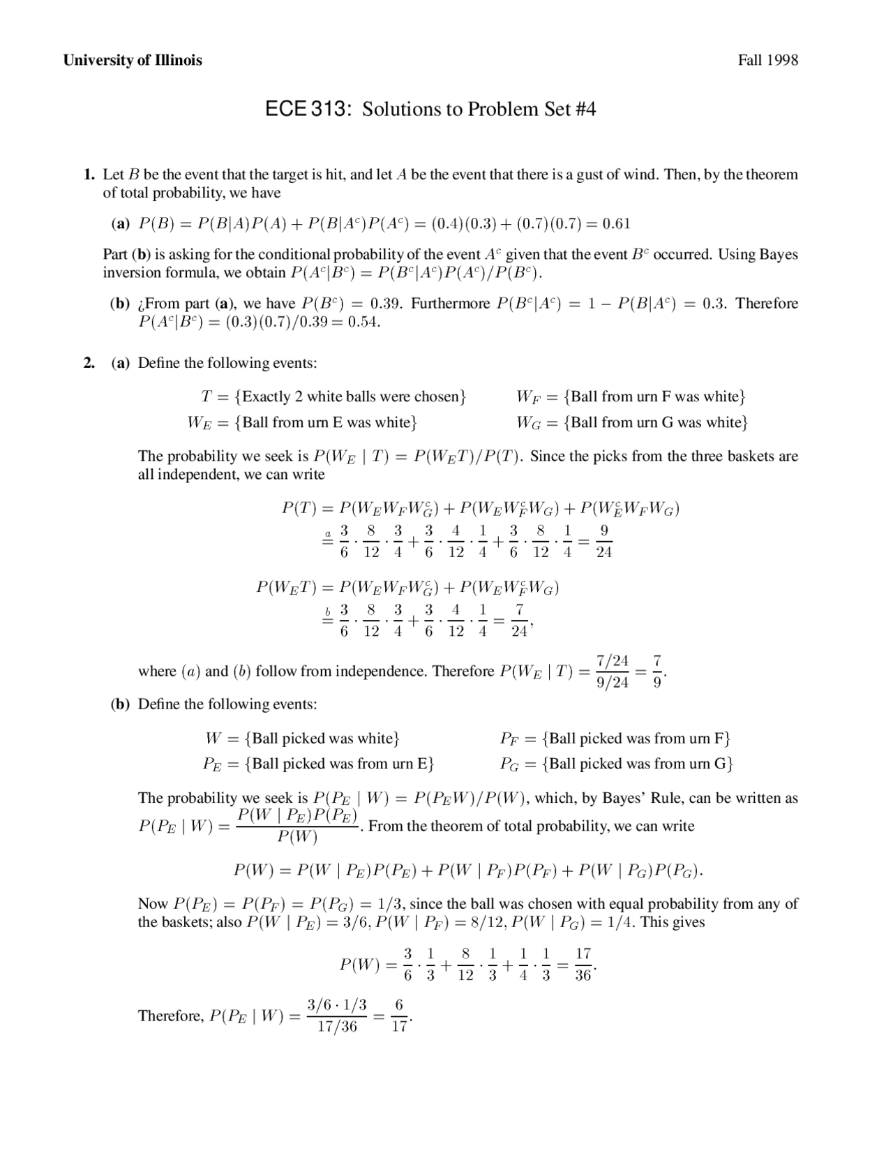 Assignment 4 Solutions - Probability with Engineering Applications ...