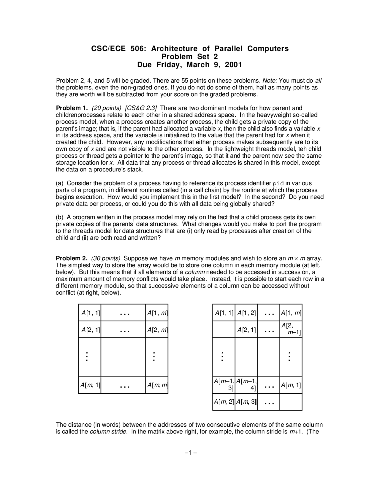 Architecture Of Parallel Computers - Problem Set #2 | ECE 506 - Docsity
