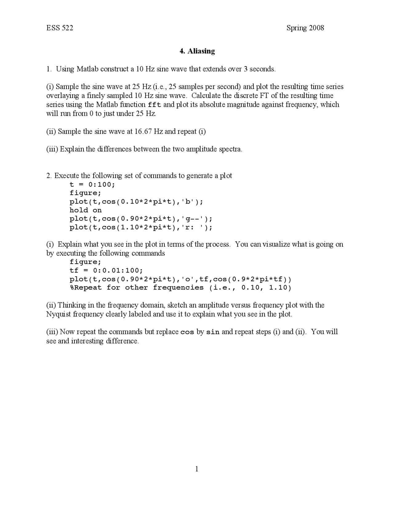2 Problems on Aliasing on Data Collection and Analysis - Assignment 4 ...