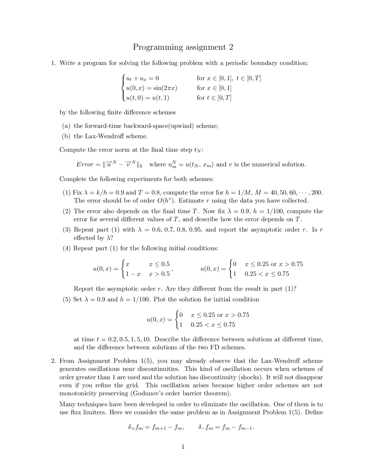 Programming Assignment 2 Numerical Analysis And Differential