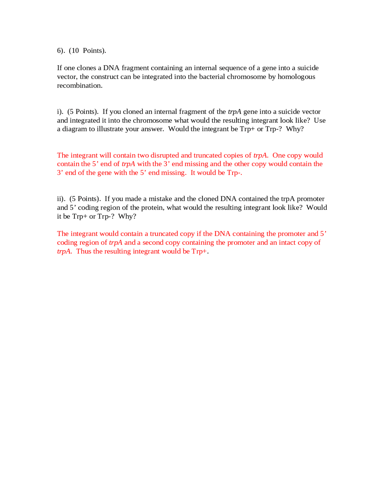 Exam 3 Questions On Microbial Genetics With Solution Mcb 421 Docsity