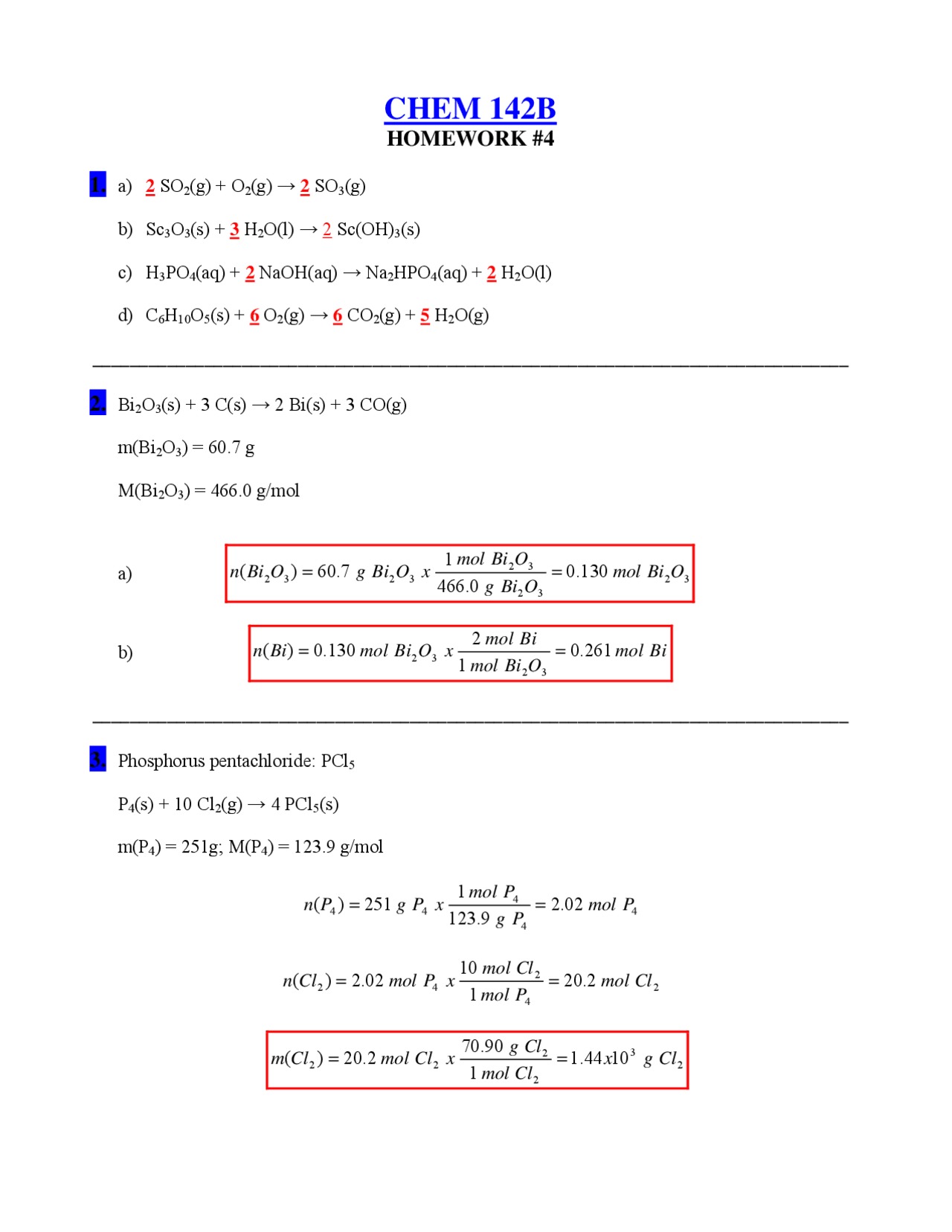 Solved Assignment 4 For General Chemistry Chem 142 Docsity