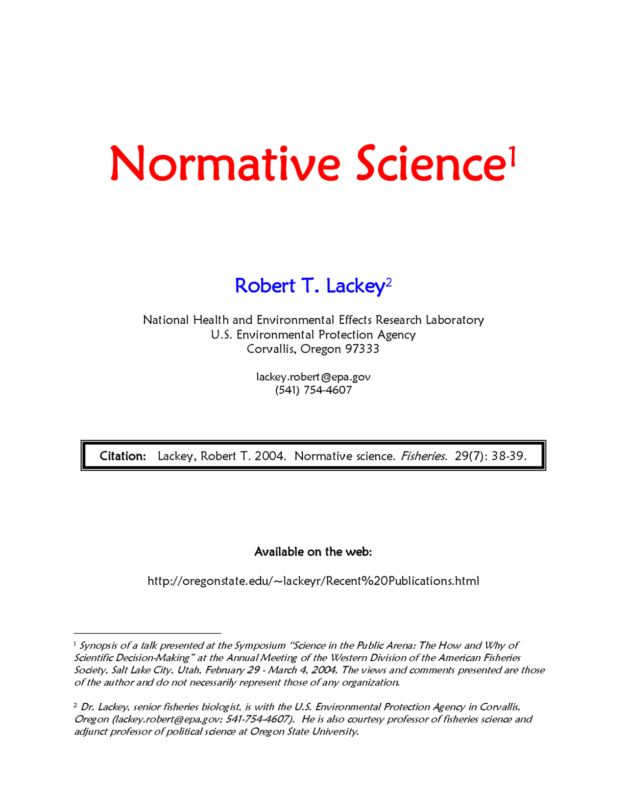 Normative Science in Quantum Ecology - Study Guide | QERM 597 | Study ...