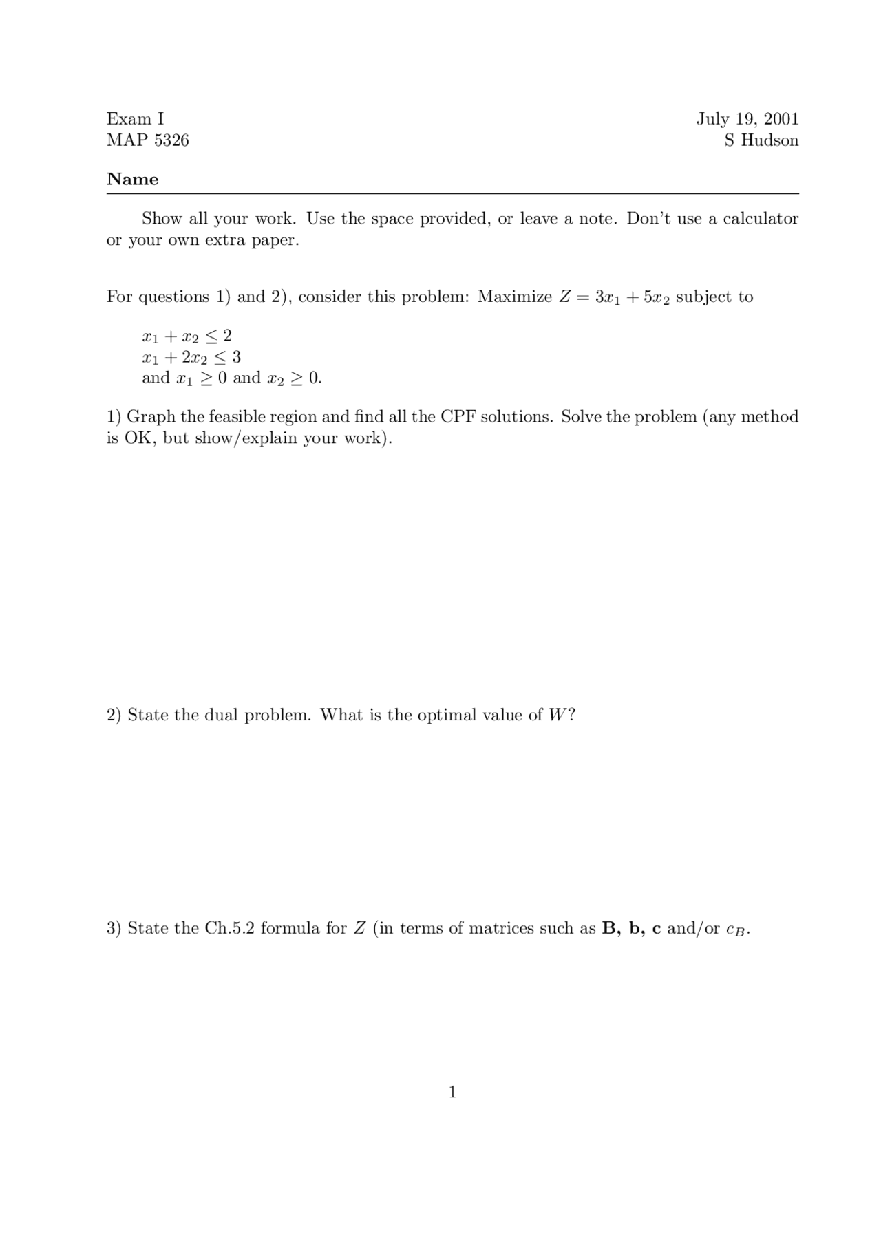 Unsolved Exam Partial Differential Equations Map 5326 Docsity