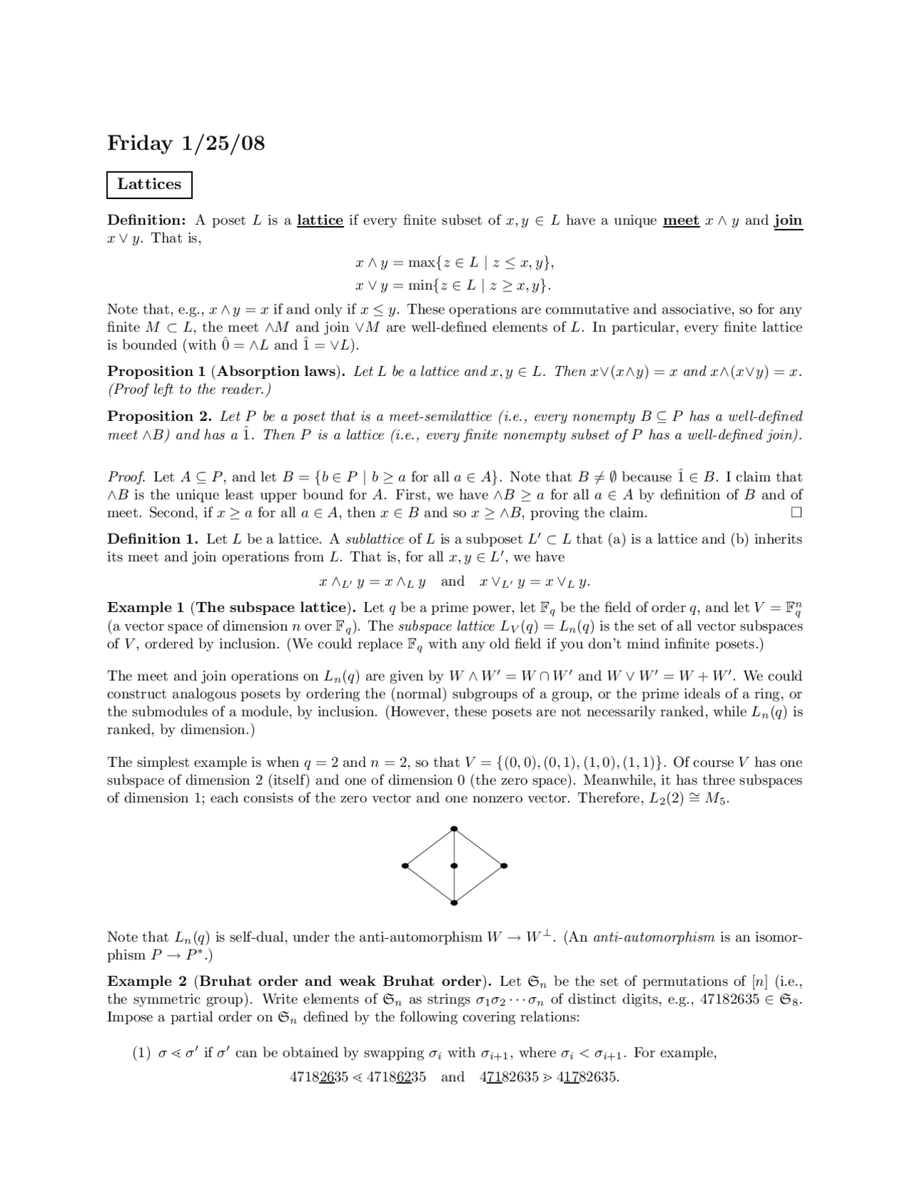 Notes On Lattices Special Topics Linear Regression Math 796 Docsity