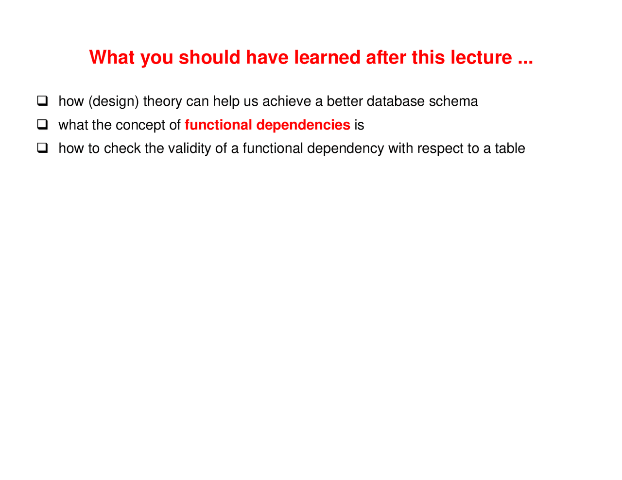 Functional Dependencies, Design Theory for Database Schema | COP 5725 - Docsity