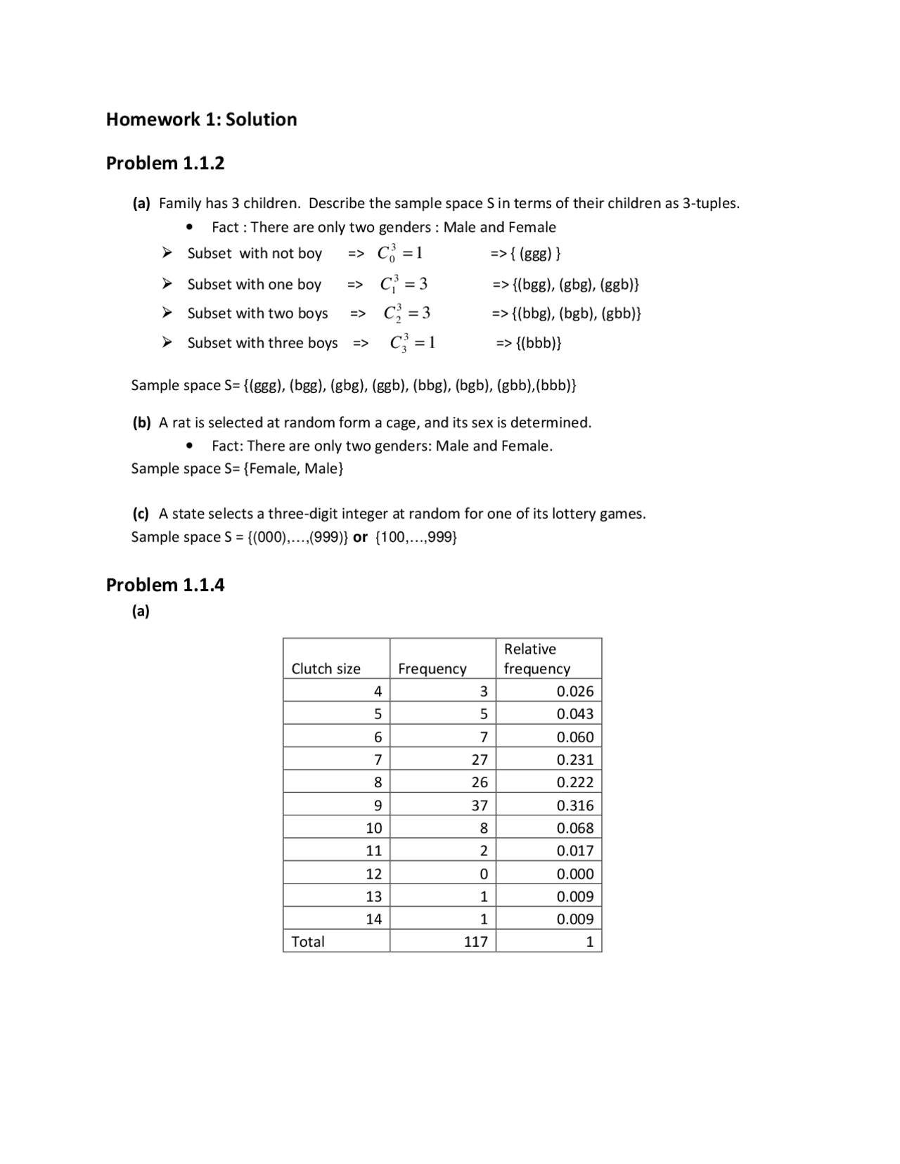 Probability Theory Homework Solutions: Sample Spaces, Probabilities, and Events | Assignments ...