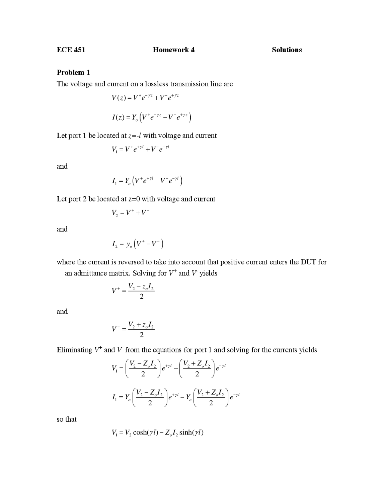 Assignment 4 Solutions Advanced Microwave Measurements Ece 451