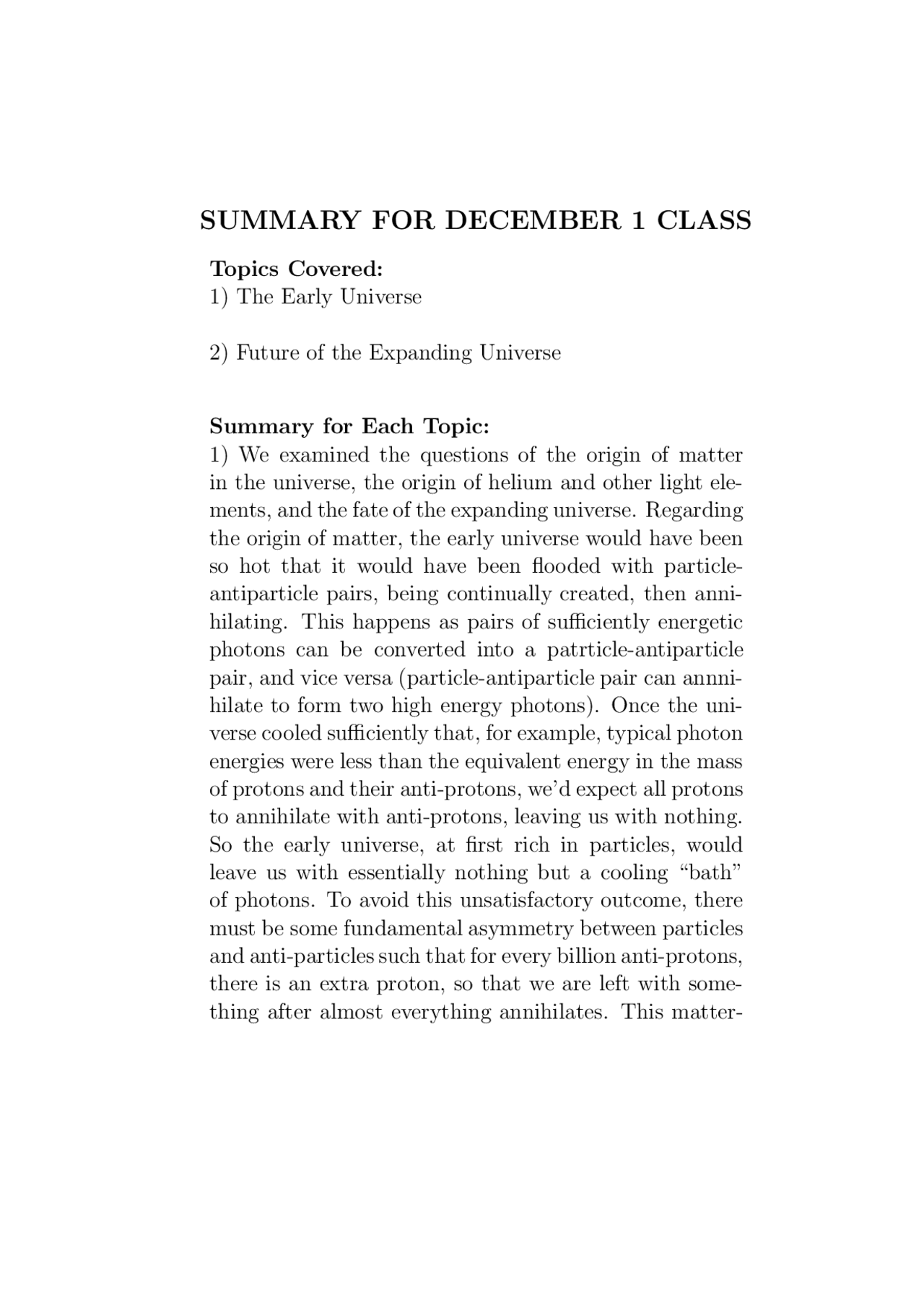 The Early Universe Future Of The Expanding Universe Notes Astr 101