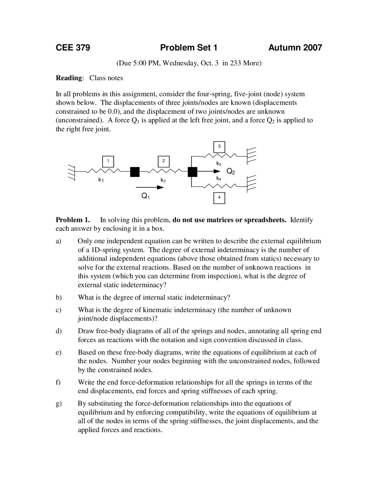 Problem Set 1 Elementary Structure I Cee 379 Docsity