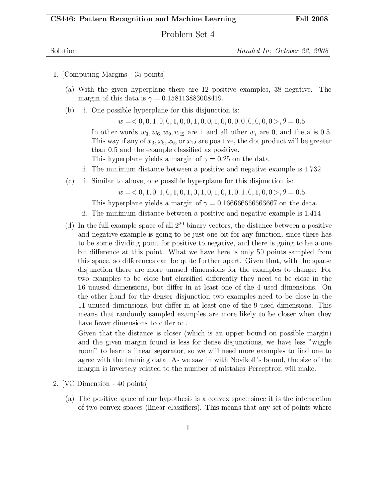 3 Solved Problems On Pattern Recognition And Machine Learning Cs 446