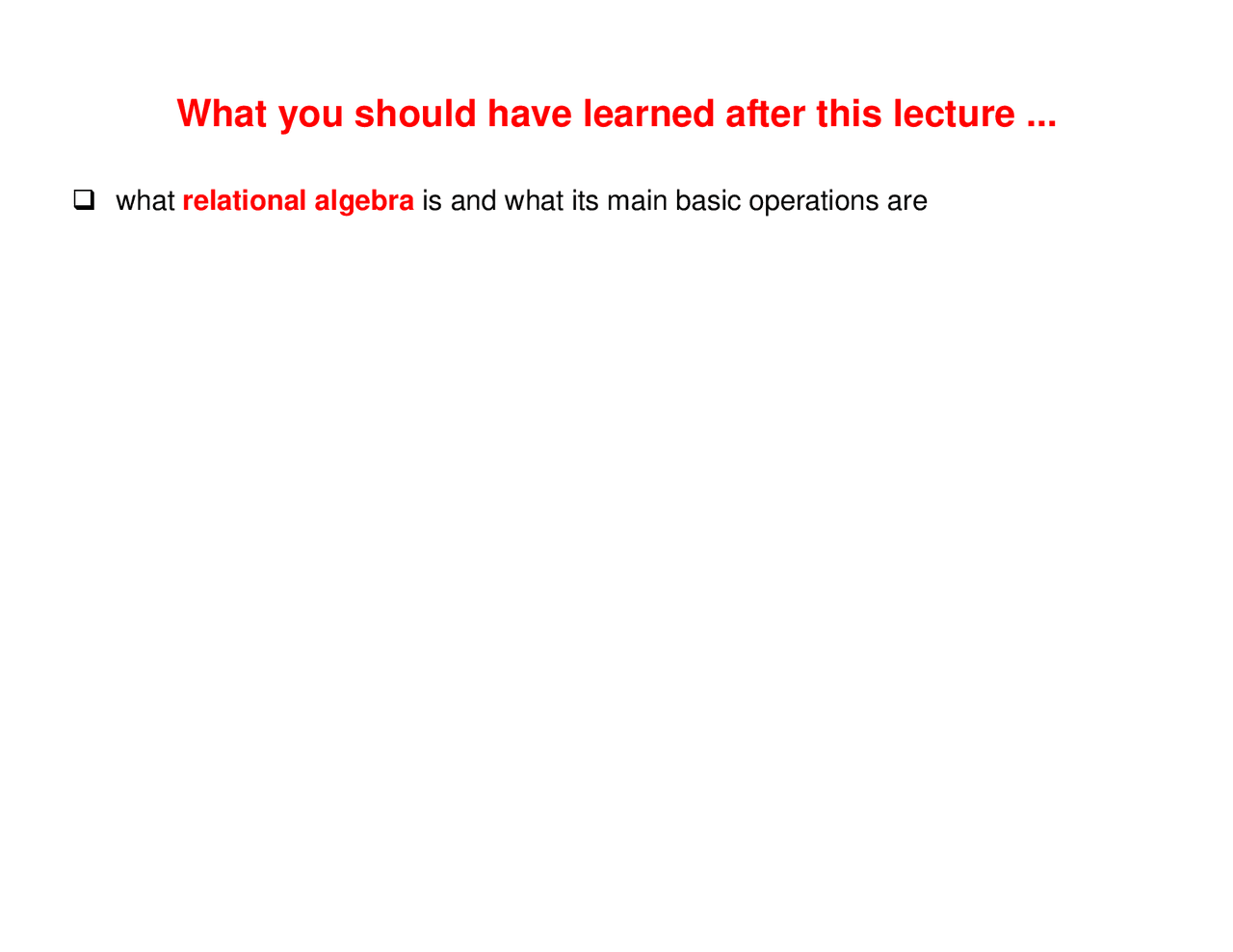Lecture Notes On Relational Algebra Cop 5725 Docsity
