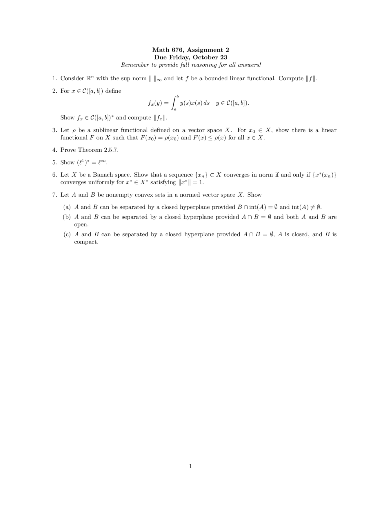 Assignment 3 Topics In Mathematics Math 676 Docsity