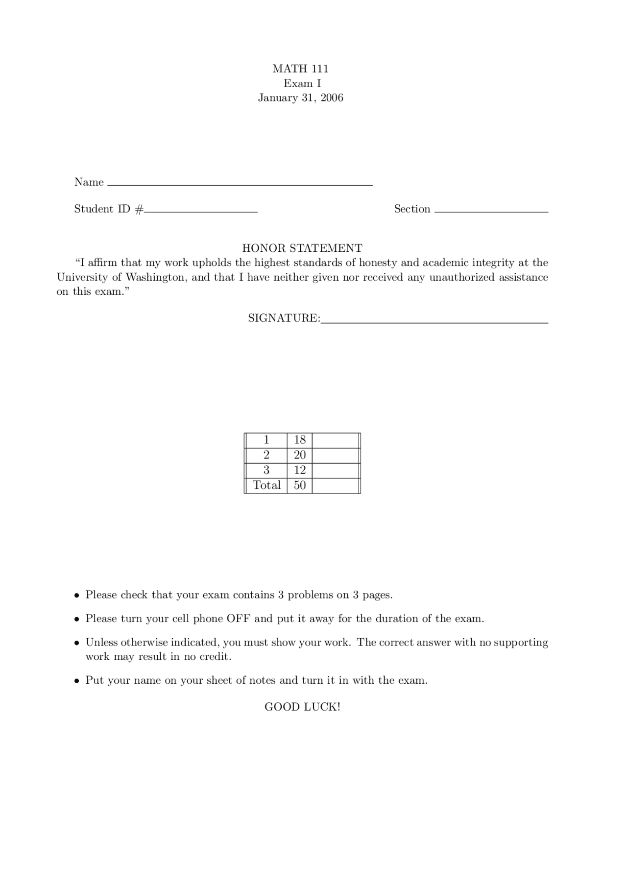 Exam 1 Sample Questions Algebra With Applications Math 111 Exams Mathematics Docsity
