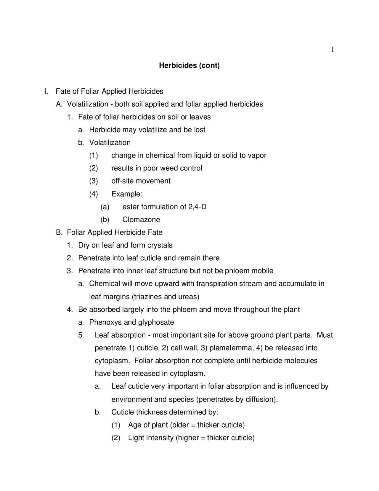 Lecture Notes On Herbicides Principles Of Weed Science Pls 4601