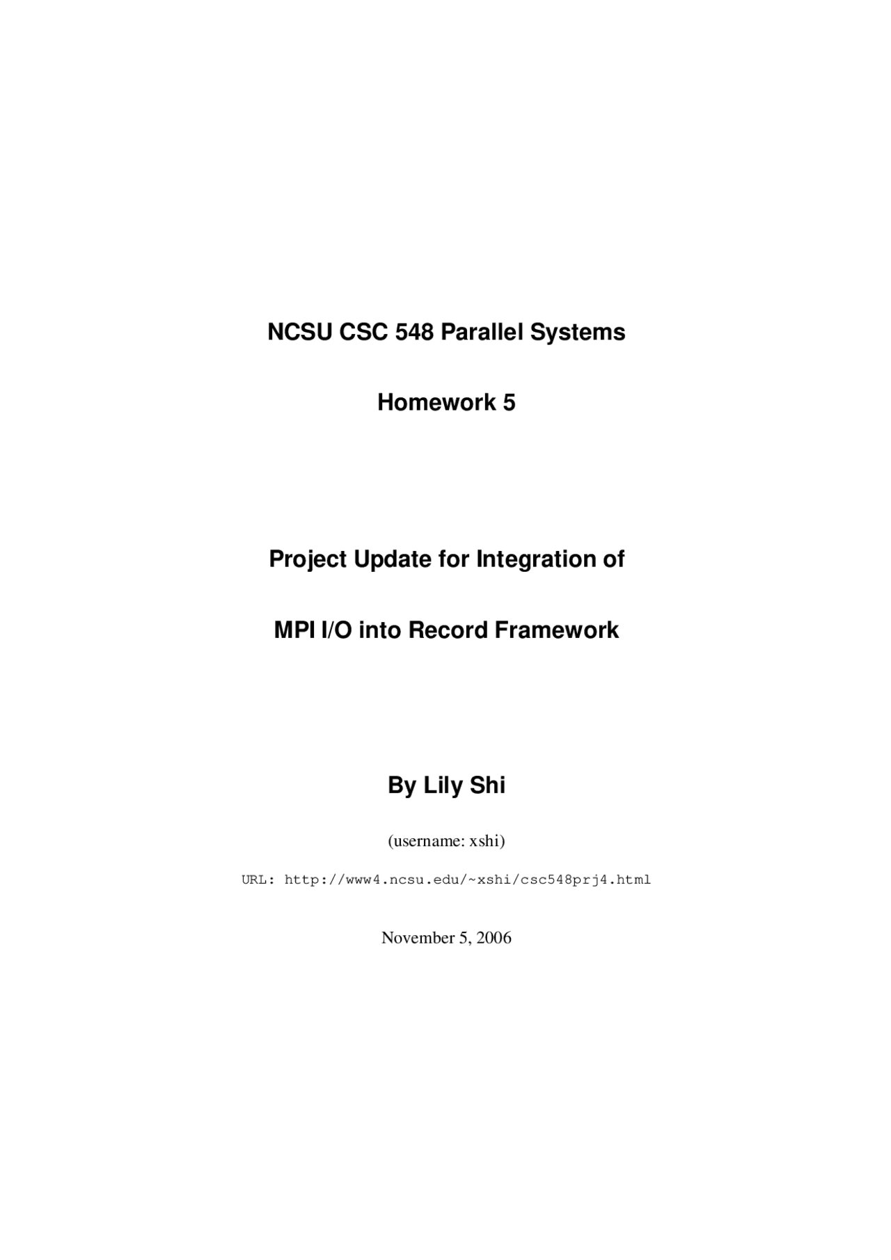 Homework 5 Parallel Systems Project Summary Csc 548 Docsity