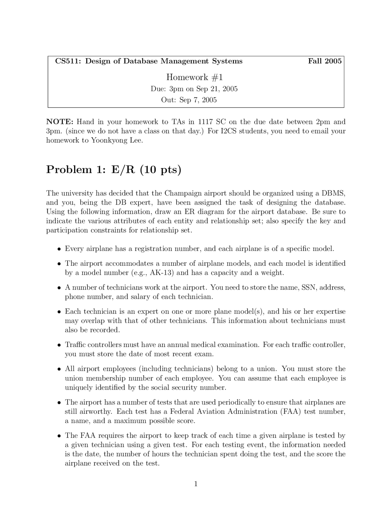 Problems On Design Of Database Management Systems Homework 1 Cs 511