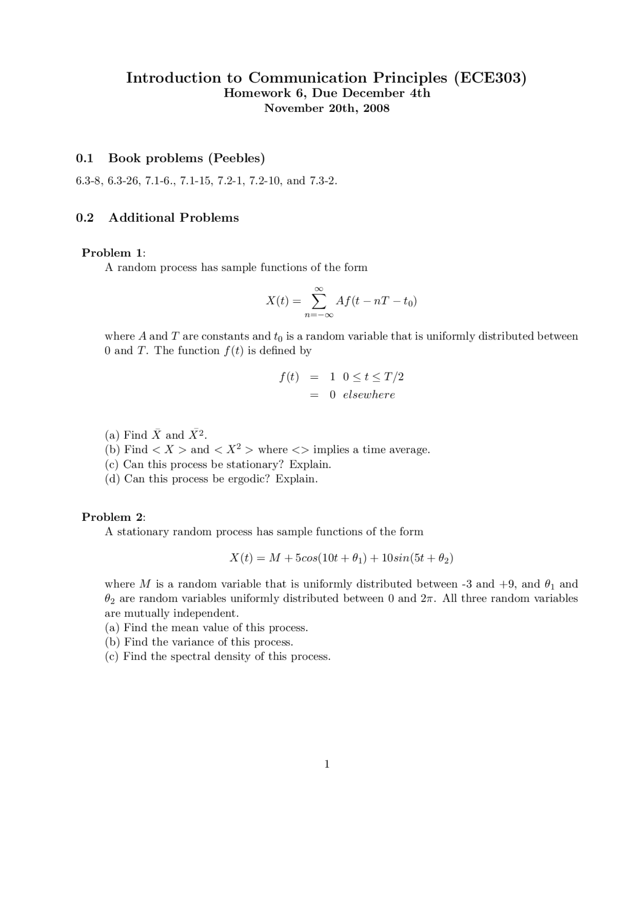 3 Problems Introduction To Communication Principles Assignment 6