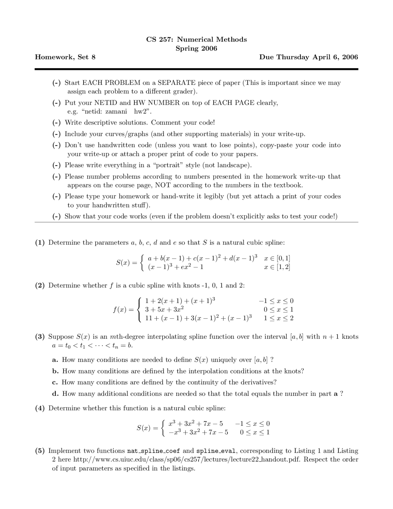 6 Problems on Numerical Methods - Assignment 8 | CS 257 | Assignments ...