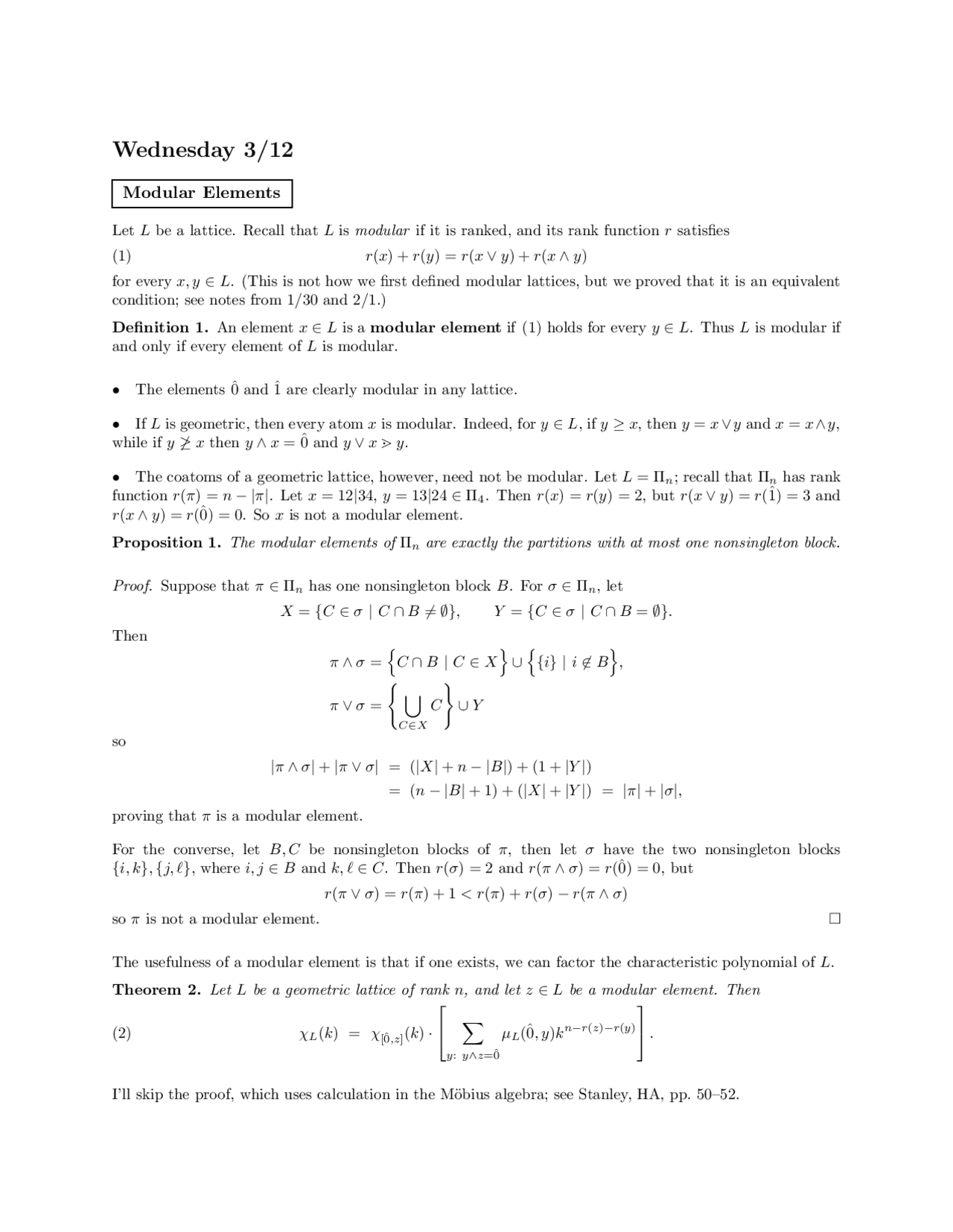 Modular Elements Special Topics Linear Regression Math 796 Docsity