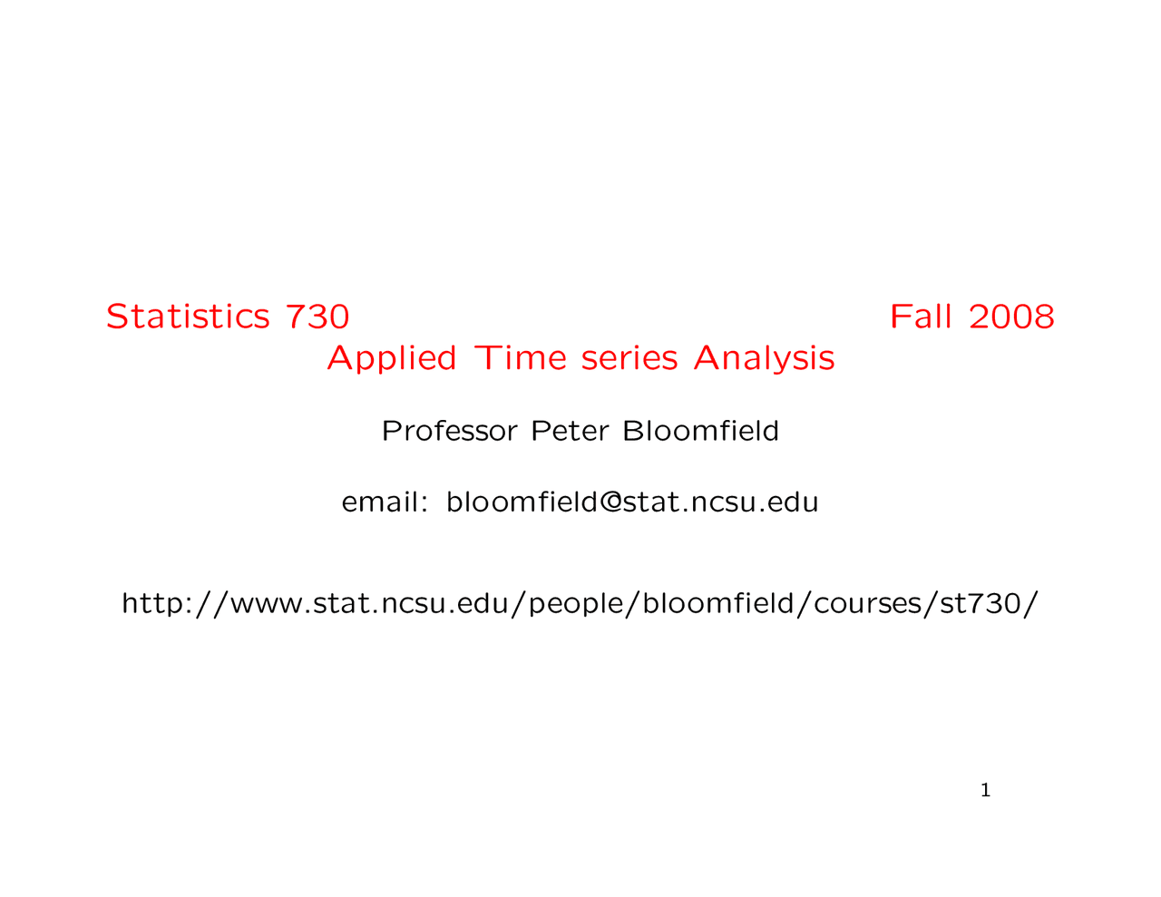 Applied Time Series Analysis in Statistics - Study Guide | ST 730 ...