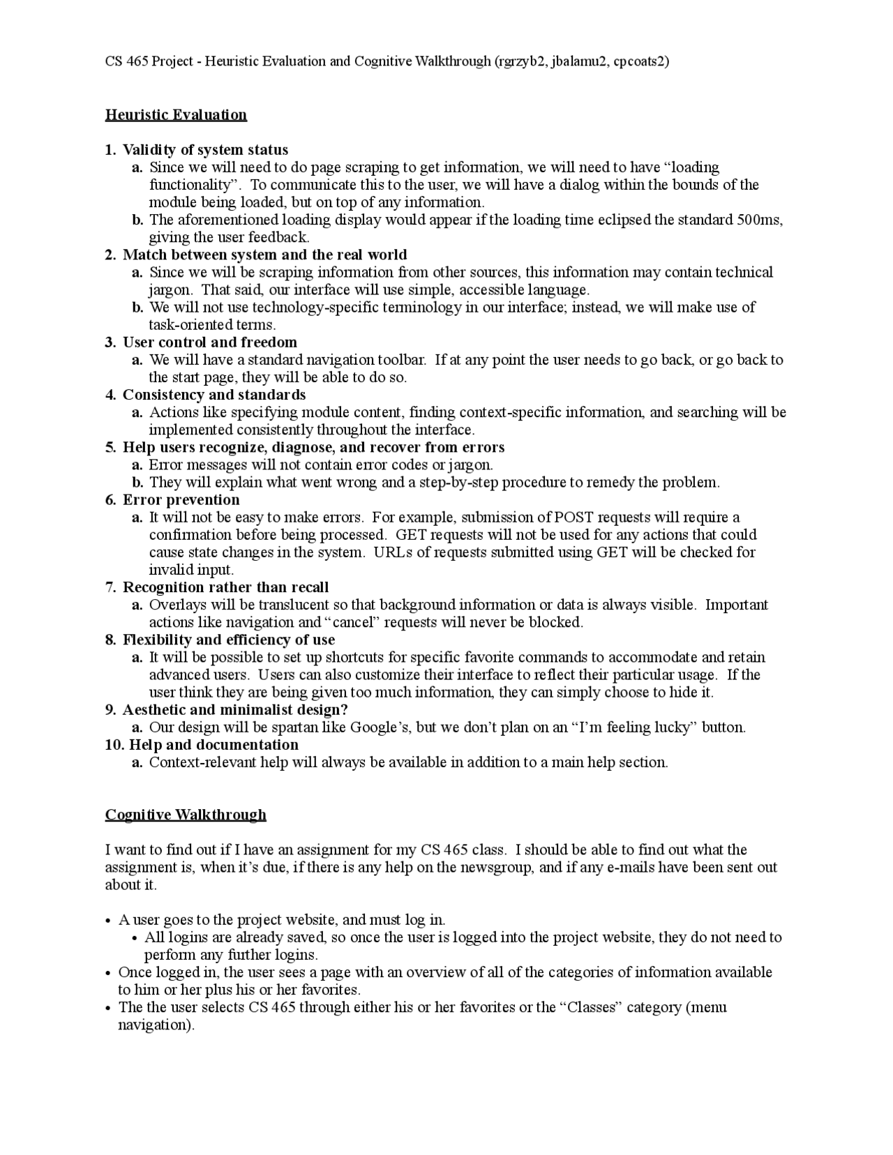 Heuristic Evaluation User Interface Design Project Cs 465 Docsity