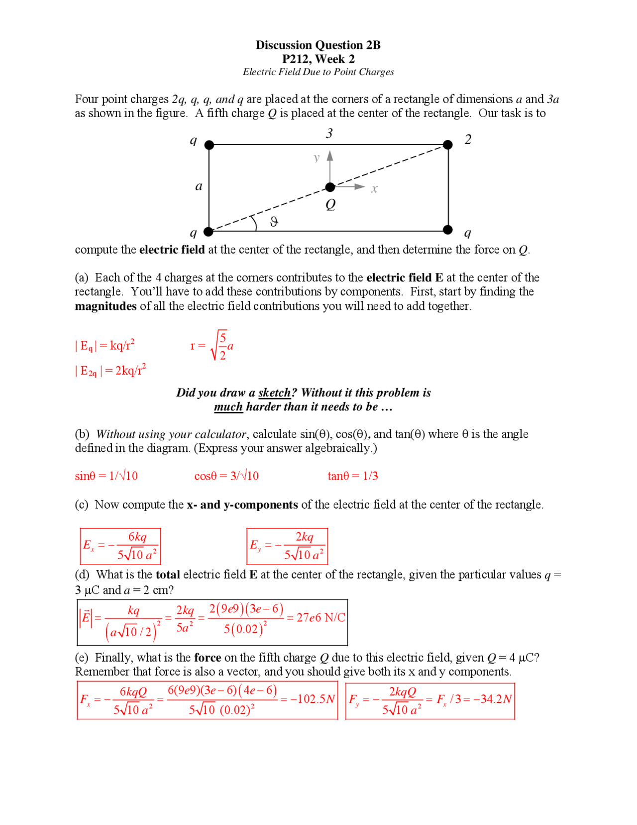 Electric Field Due to Point Charges - Assignment 2 | PHYS 212 | Assignments Physics | Docsity