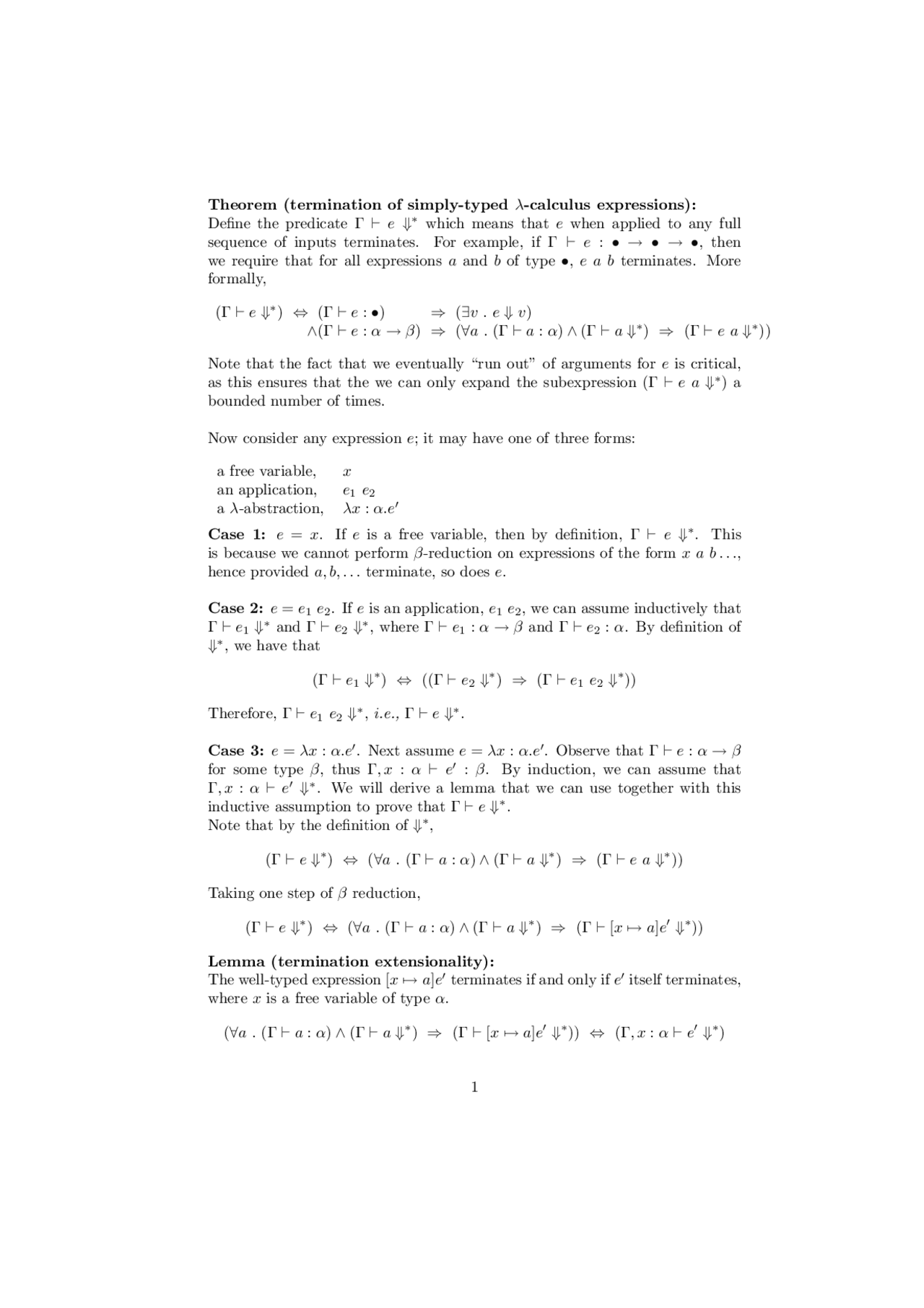 Termination Theorem for Simply-Typed λ-Calculus Expressions: Proof of Γ ...