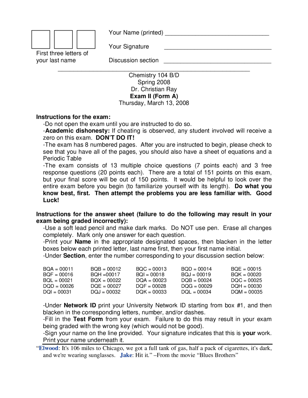 General Chemistry Ii Exam 1 Questions Chem 104 Docsity