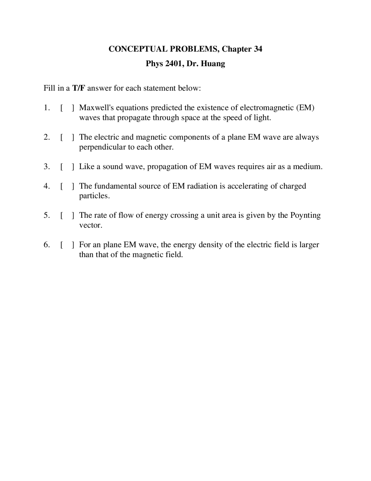Assignment Problems Principles Of Physics Ii Phys 2401 Docsity