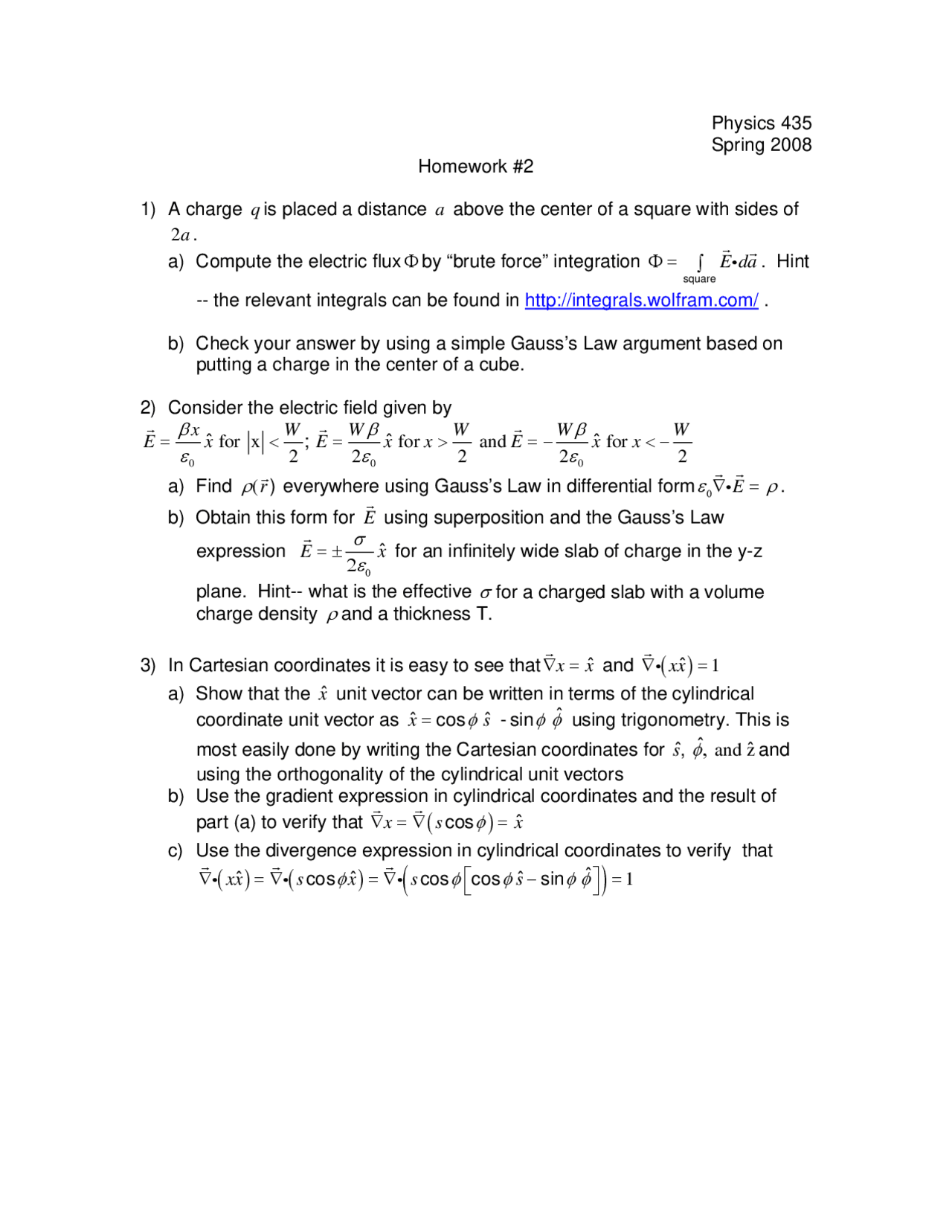 4 Problems On Centre Of The Square Assignment 2 Phys 435 Docsity