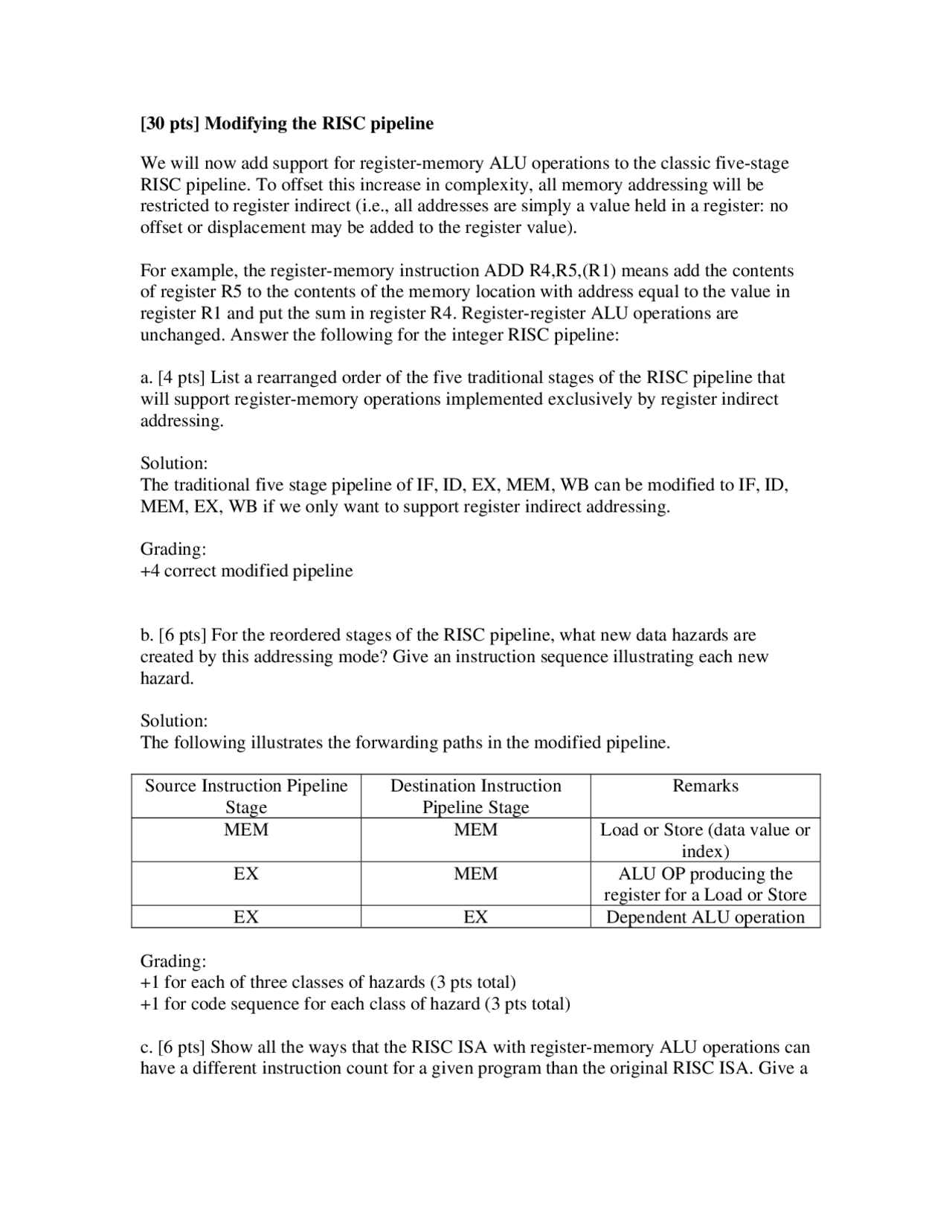 Modifying The Risc Pipeline Computer System Organization Exam Cs