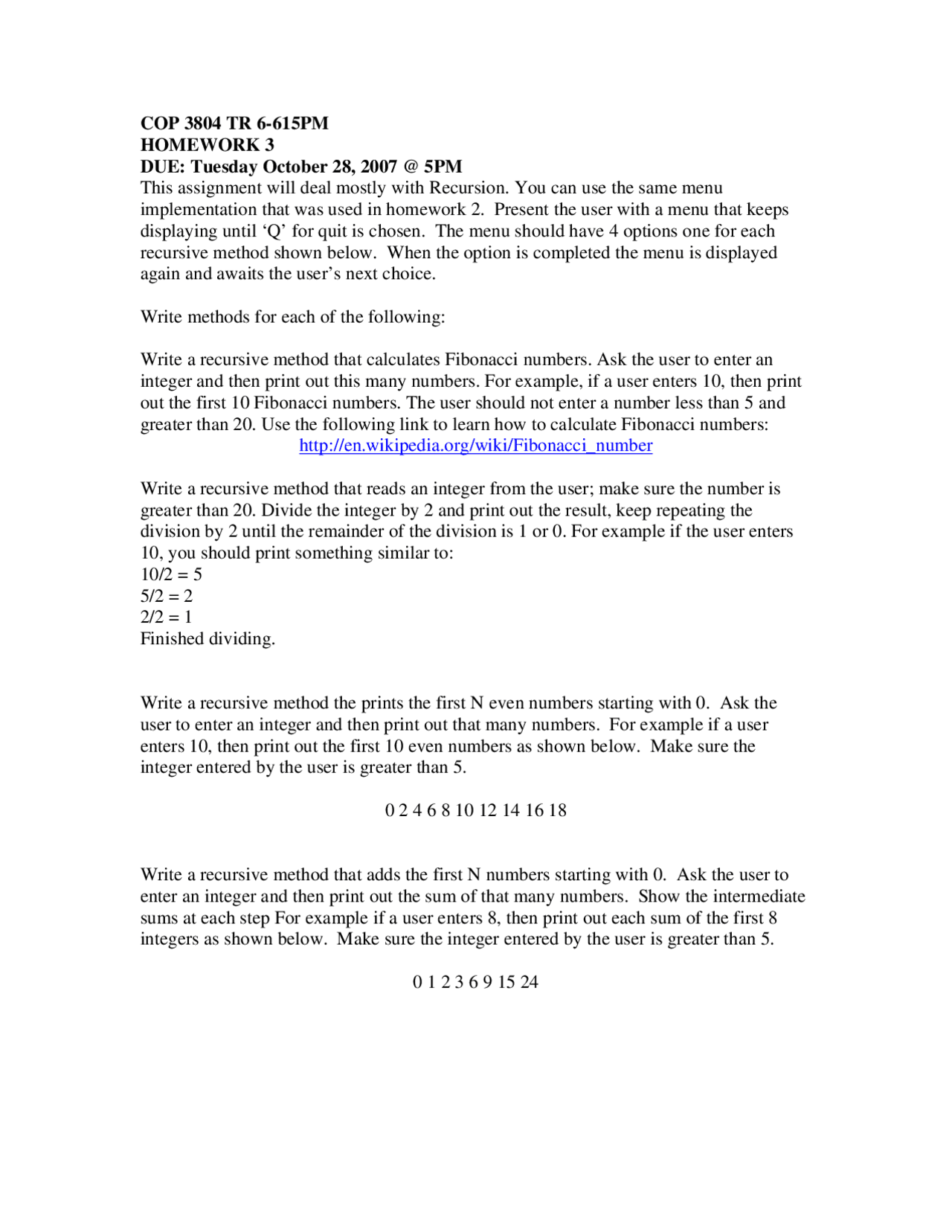 Assignment 3 Intermediate Java Programming Cop 3804 Docsity