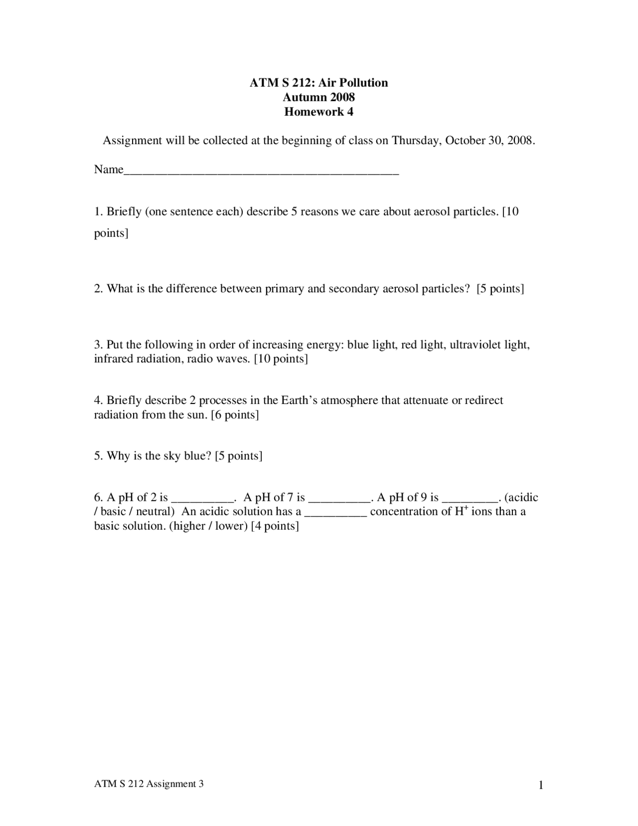 Homework 4 Practice Questions Air Pollution Atm S 212 Docsity